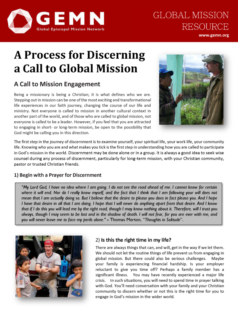 Global Mission Discernment and Formation Resources – GLOBAL EPISCOPAL ...